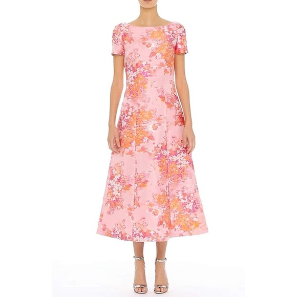 St. John | Dresses | St John Pink Floral Jacquard Washed Bouquet Tea ...